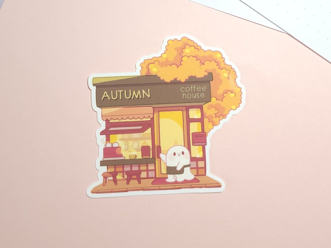 Ghost Cafe Sticker - Handdrawn Stickers - Kawaii Die Cut Stickers ...