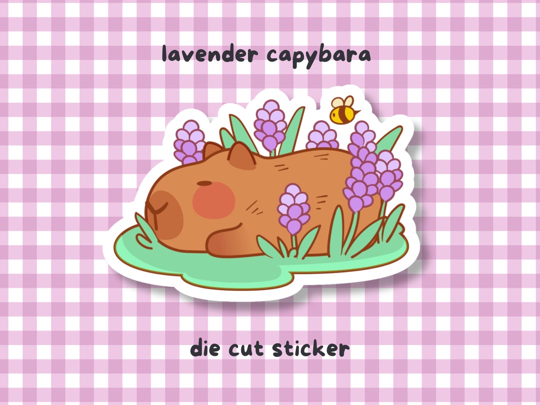 Floral Capybara Sticker - Kawaii Capy Die Cut Stickers - Journal and ...