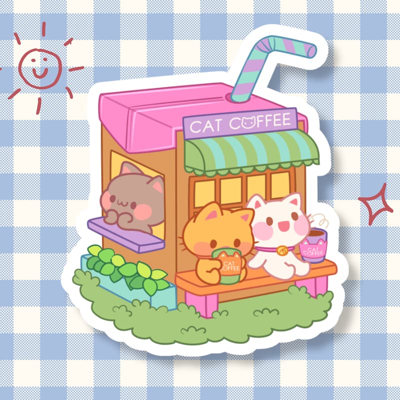 Cute Aesthetic Cat Stickers - Etsy