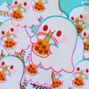Ghost Boba Die Cut Sticker - Kawaii Laptop Sticker - Boba Tea Aesthetic ...