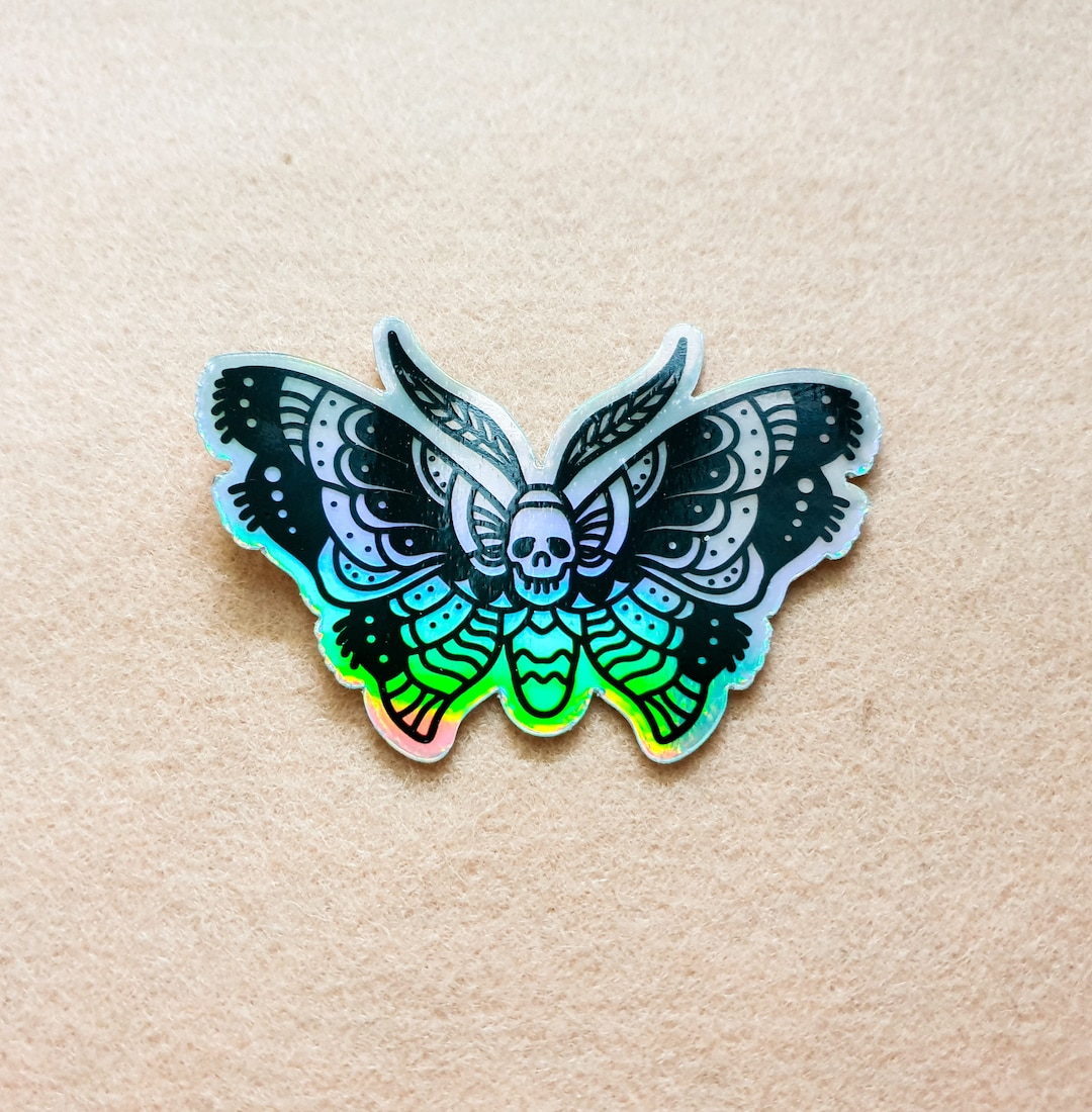 Holographic Moth Sticker - Death Moth Decal - Computer Stickers - Holo ...