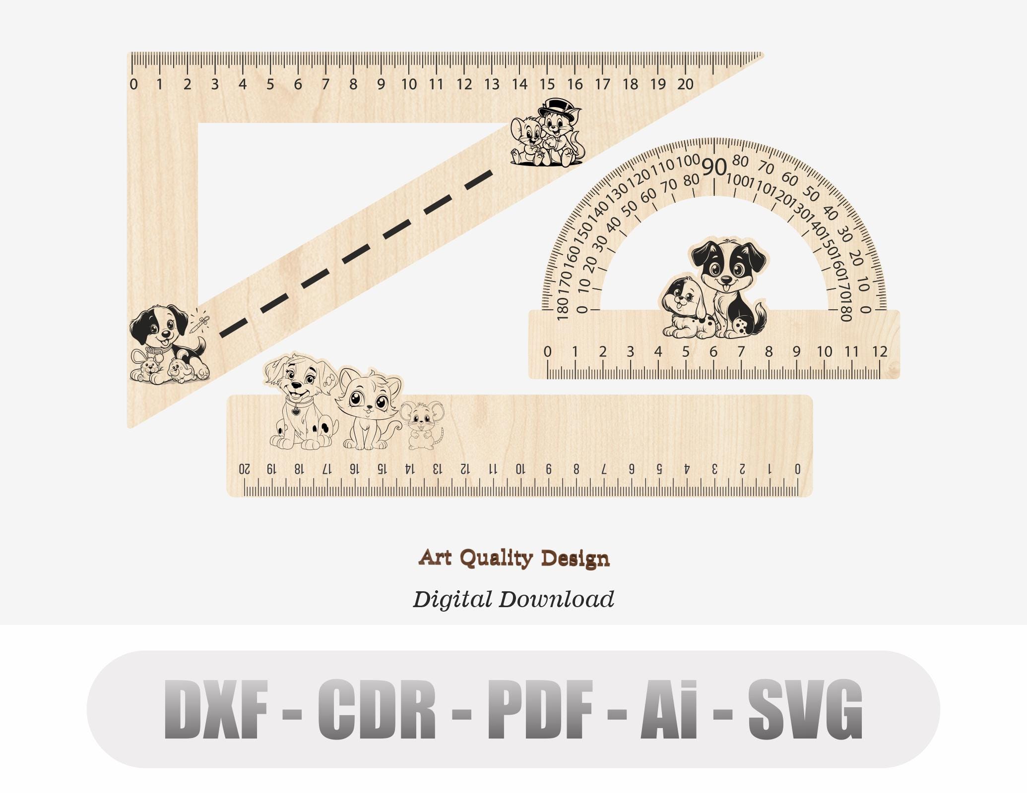 3 Different Style Ruler Laser Cutting Cm , Vector Files for Wood Laser ...