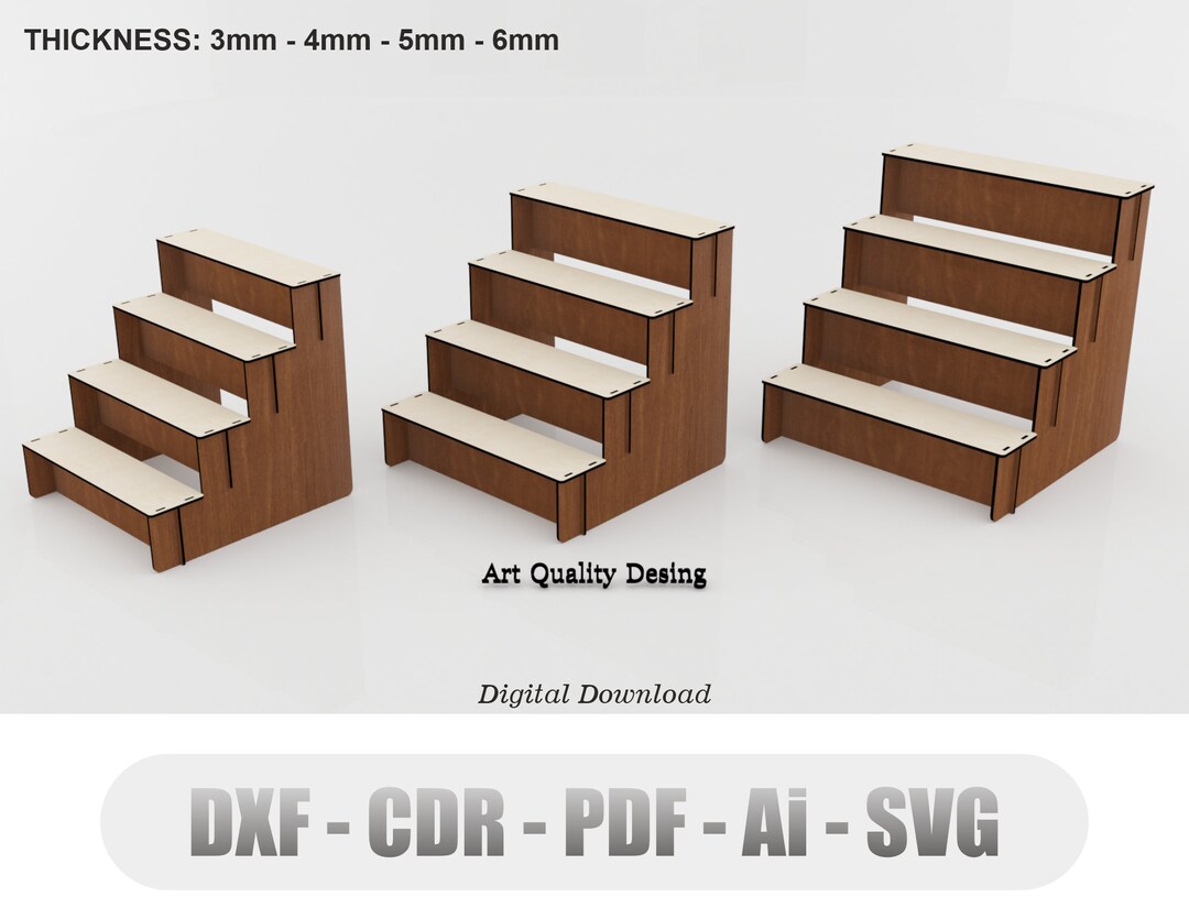 Display Stand Laser Cutting Files, 4 Shelves Display Stand Files ...