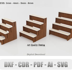 Display Stand Laser Cutting Files, 4 Shelves Display Stand Files ...