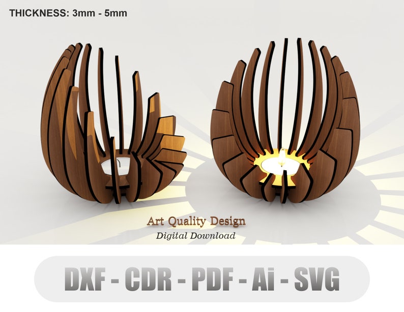 Tea Light Candle Holder Laser Cut SVG File, Vectors for Laser Cut. Wooden Candlestick Lamp Svg ...