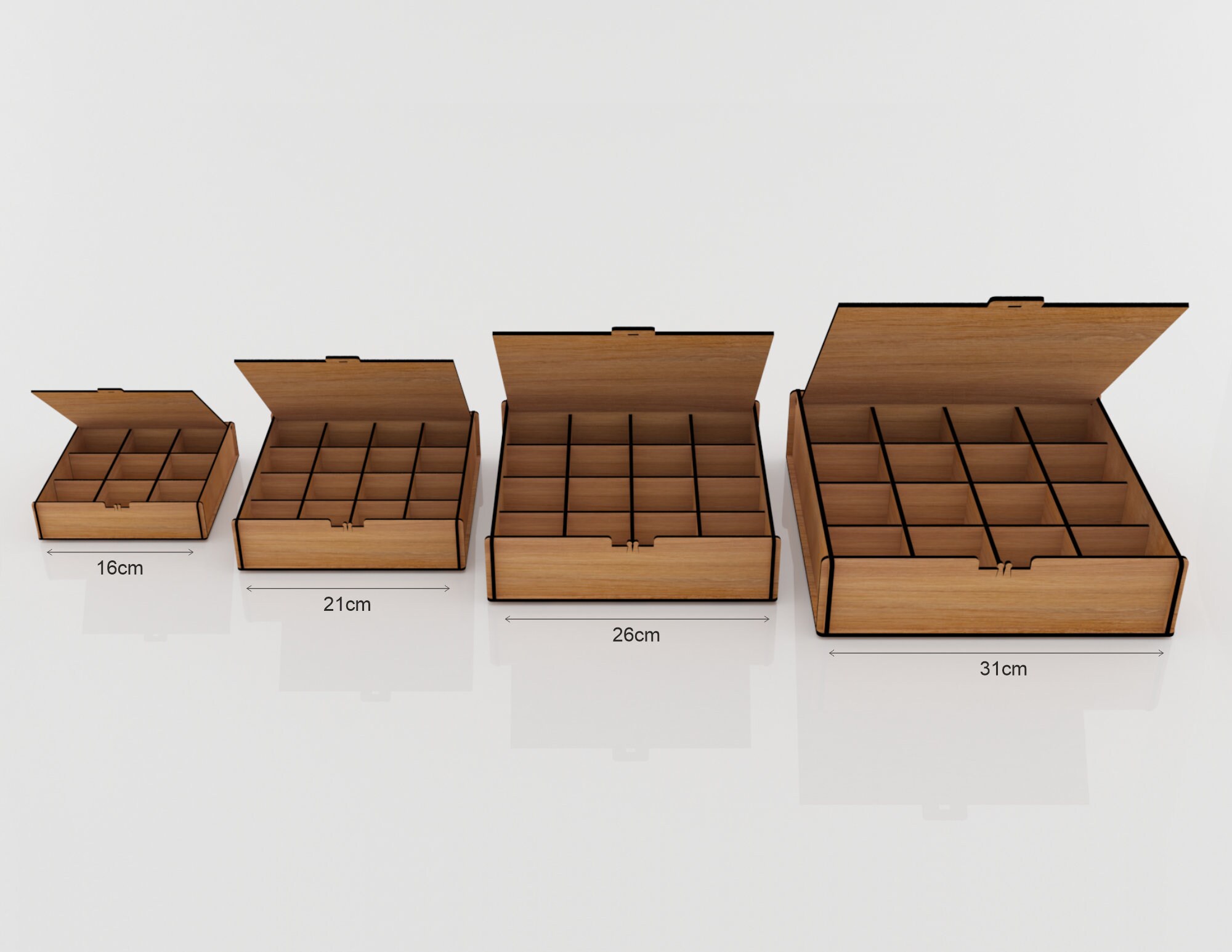 4 Different Sizes With Openable Lids Lock Box Laser Cutting Files ...
