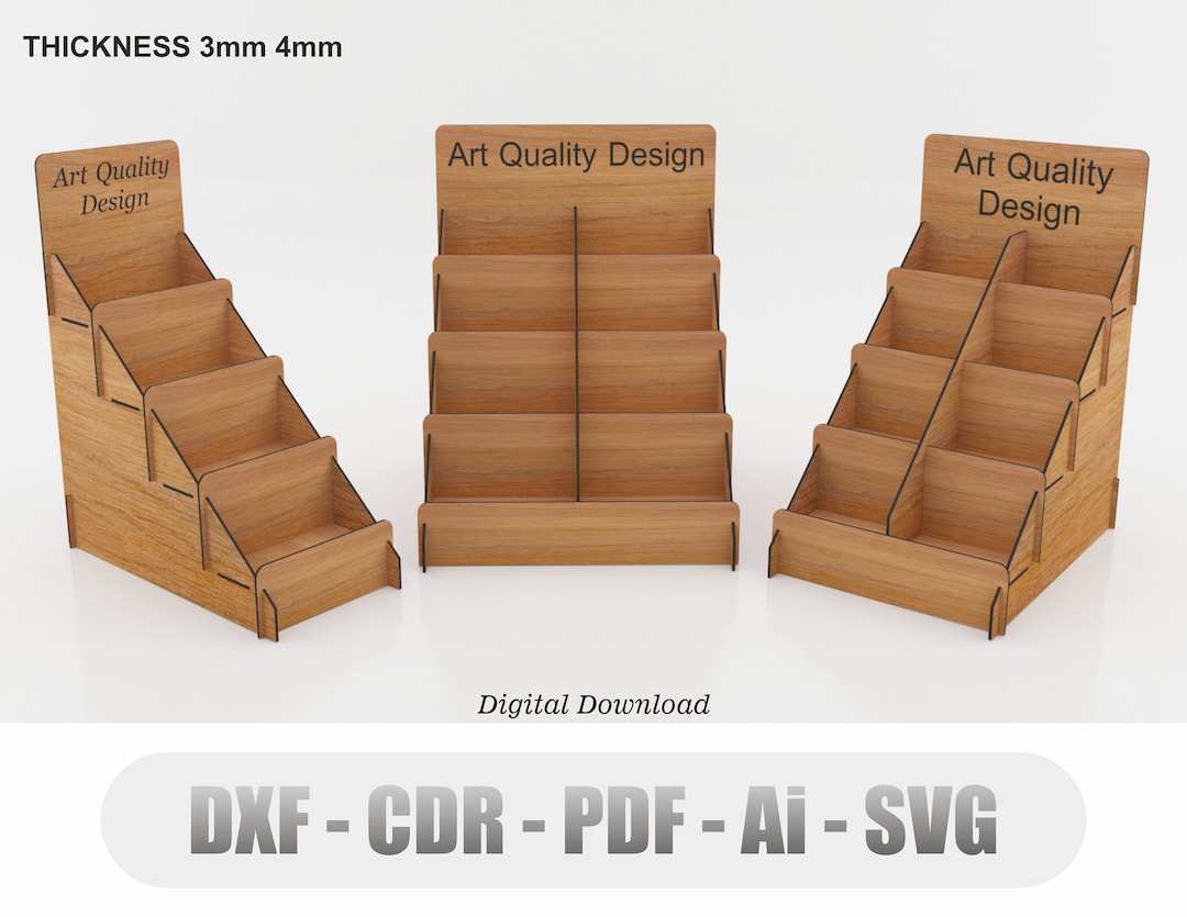 Display Stand Laser Cut, 4 Shelf Display Stand Files, Vector Files for ...