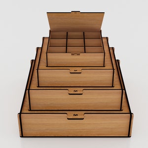 4 Different Sizes With Openable Lids Lock Box Laser Cutting Files ...