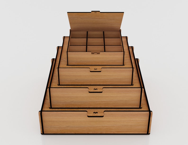 4 Different Sizes With Openable Lids Lock Box Laser Cutting Files ...