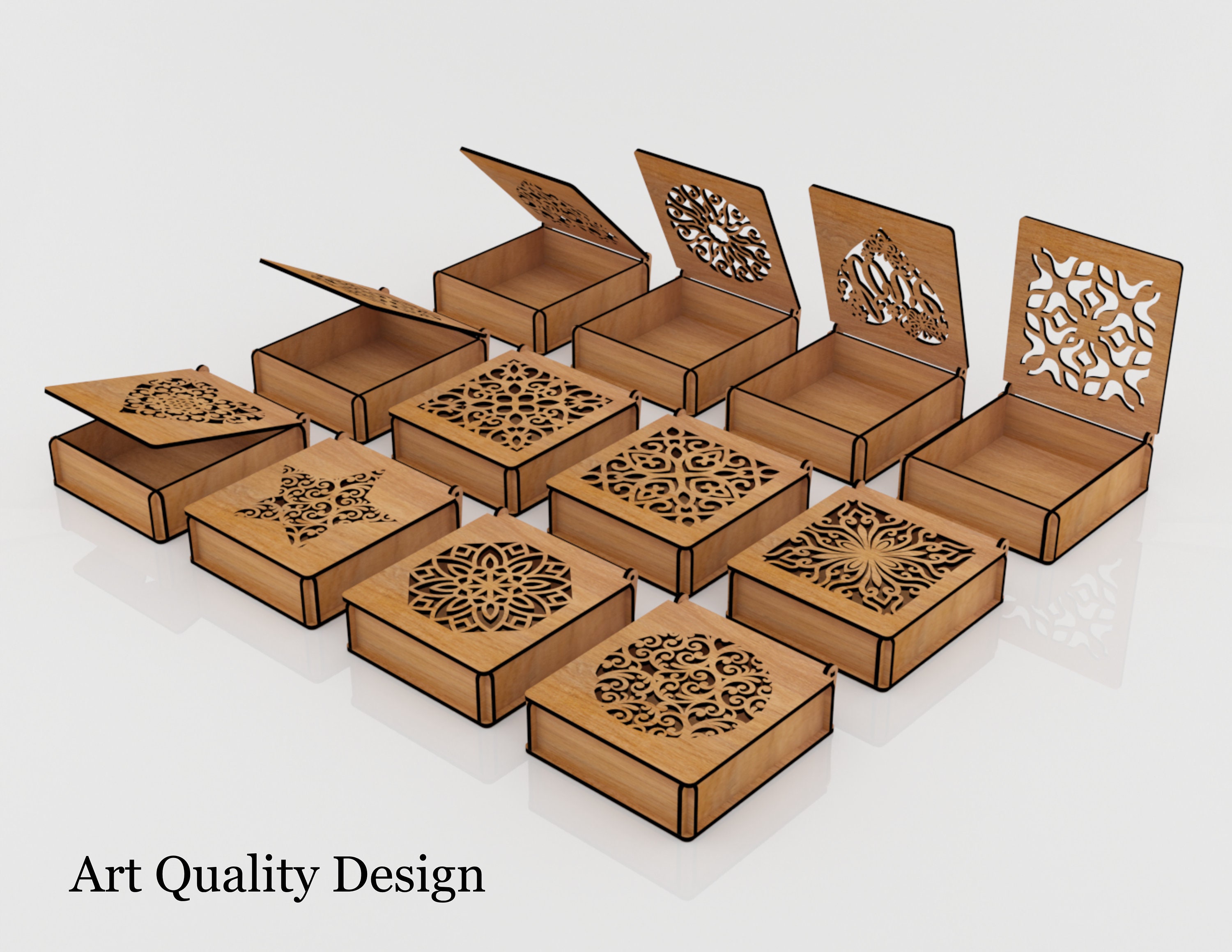 Decorative Gift Box 12 Different Patterns Laser Cutting Files, Jewelry ...