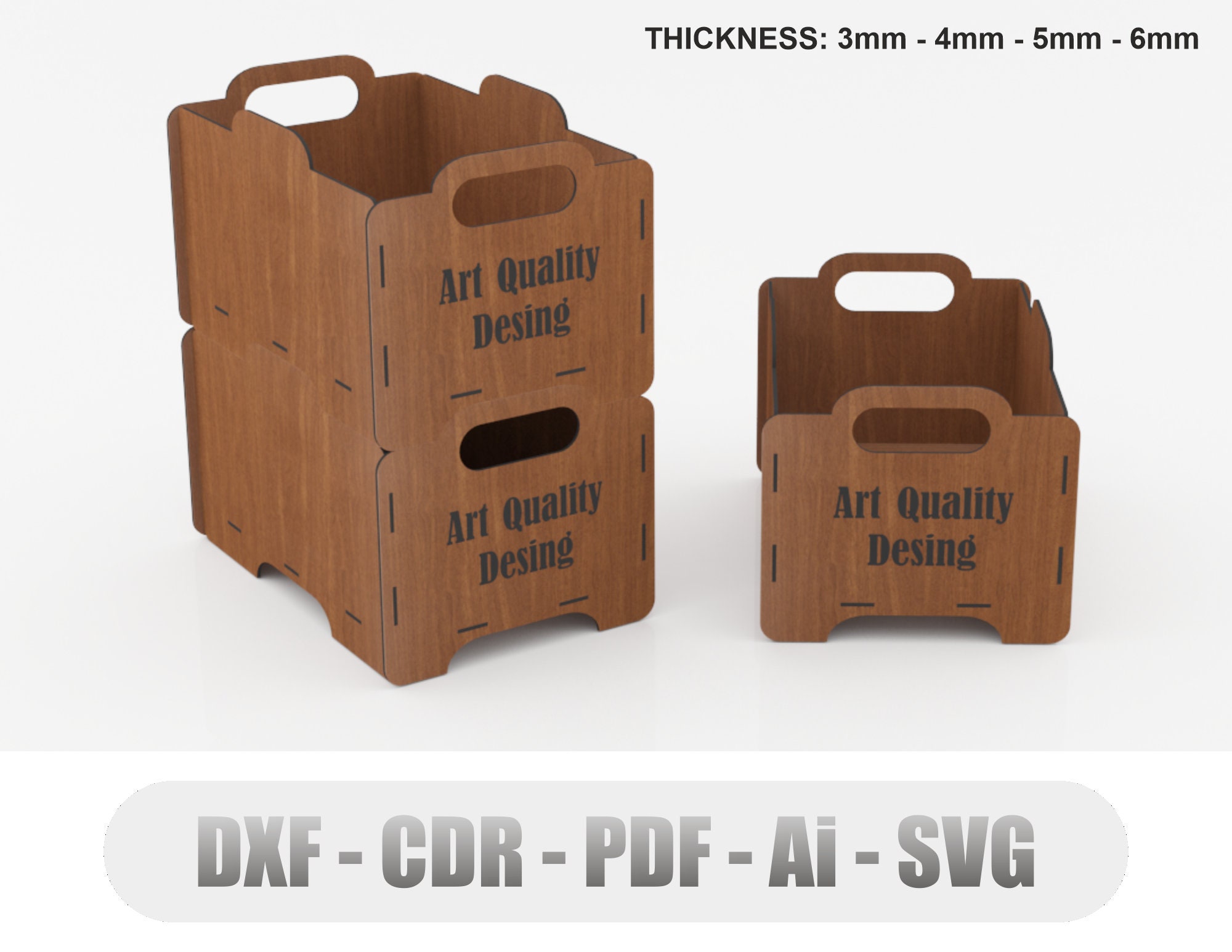 Laser Cut Stackable Storage Box case Files, Laser Cut Wooden Box, Vector Files for Wood Laser ...