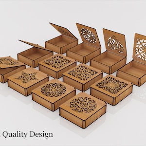 Decorative Gift Box 12 Different Patterns Laser Cutting Files, Jewelry ...