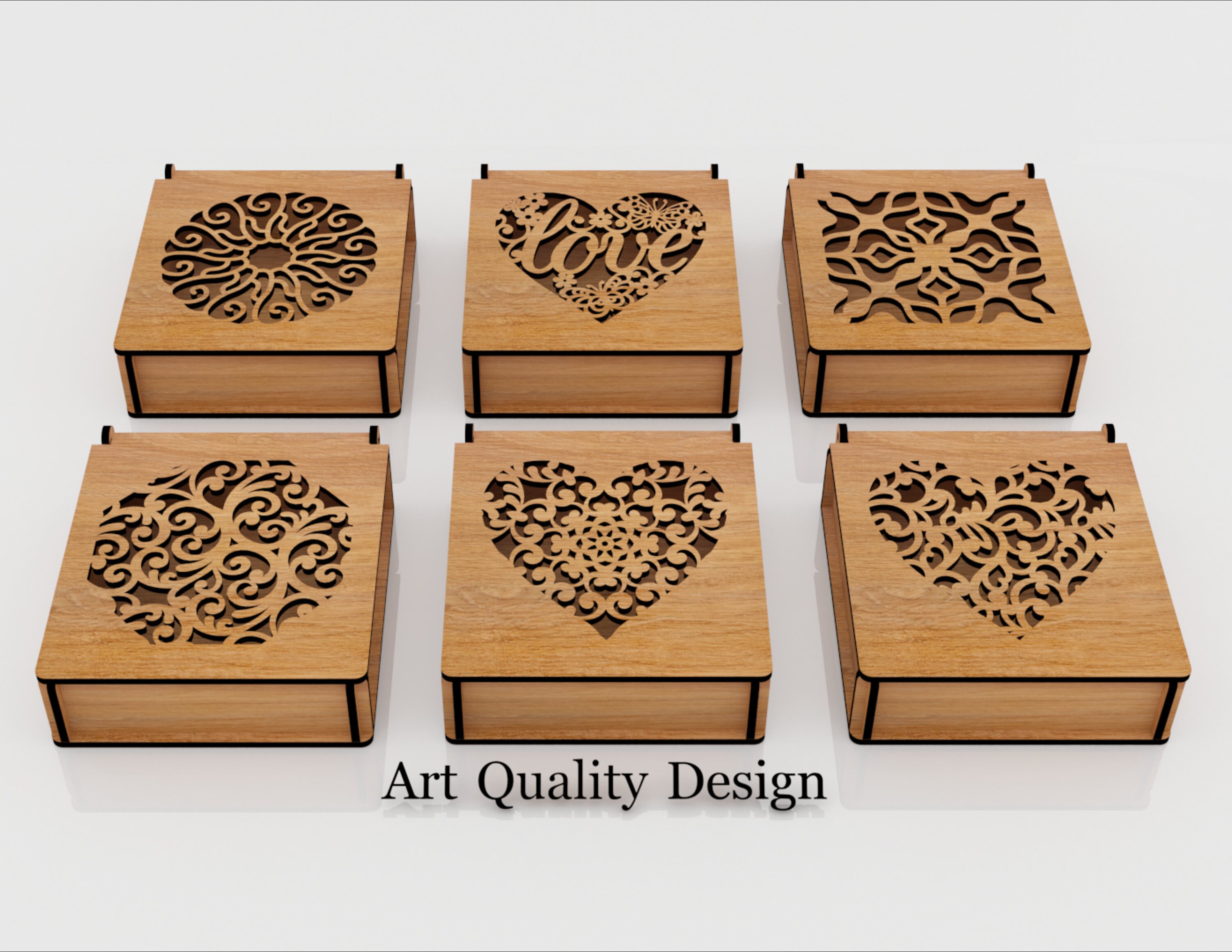 Decorative Gift Box 12 Different Patterns Laser Cutting Files, Jewelry ...