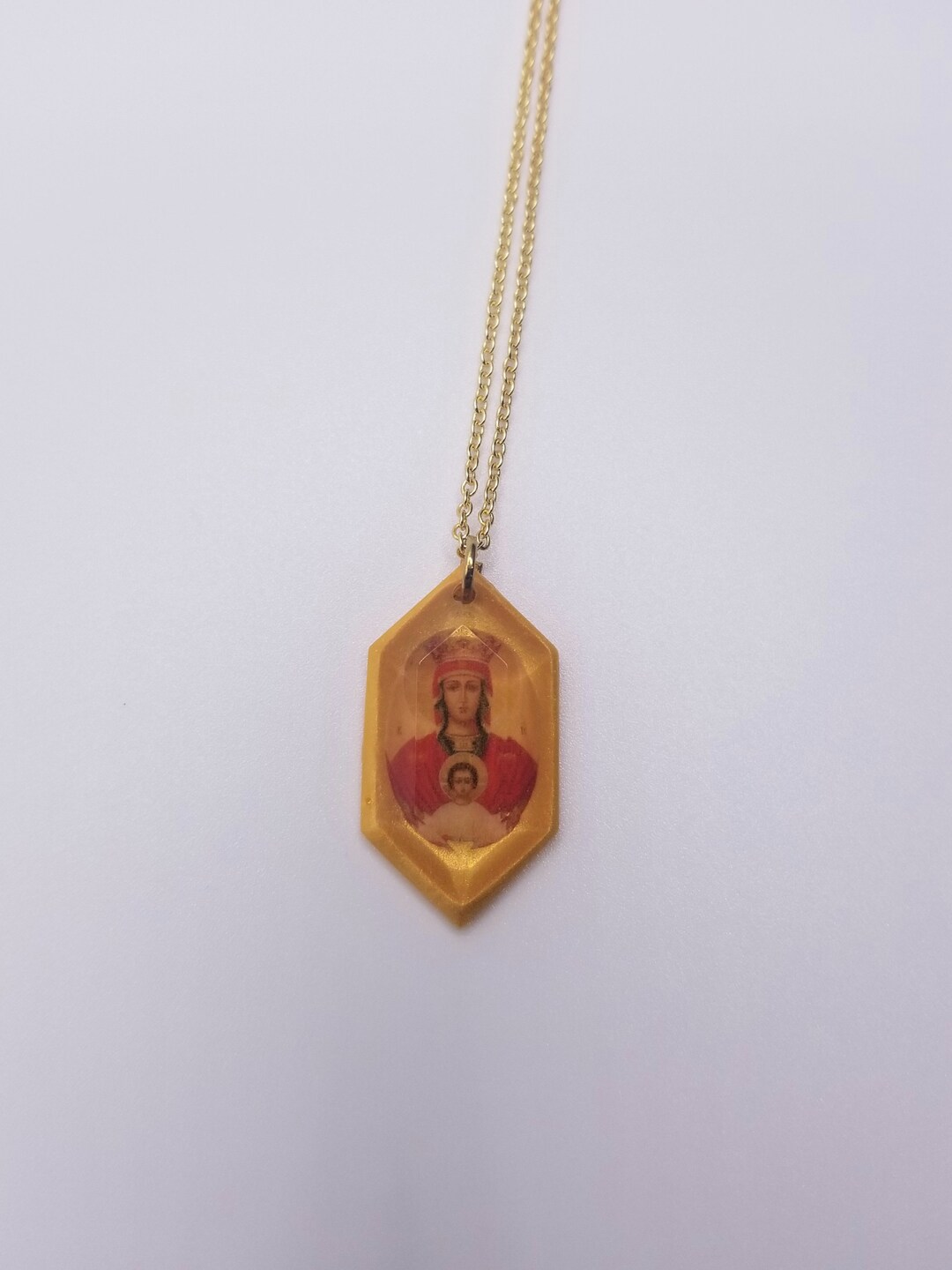 Virgin Mary Orthodox Icon Resin Pendant Necklace/orthodox Catholic ...