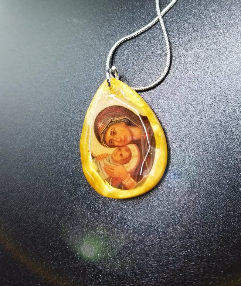 Blessed Theotokos Eastern Orthodox Icon Necklace/ Orthodox Catholic ...