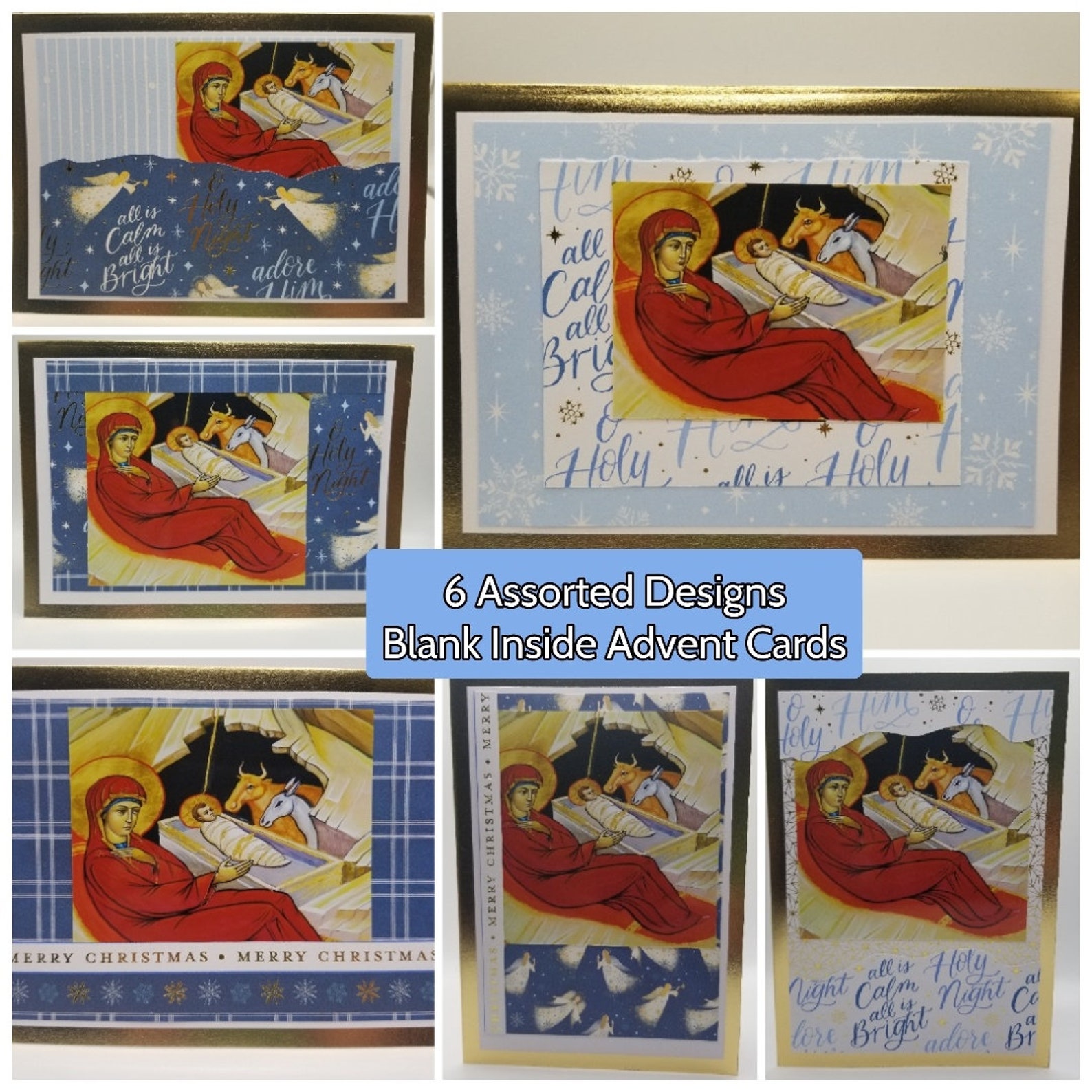 6-pack Advent Cards/blank Inside/nativity of Christ/virgin Mary ...