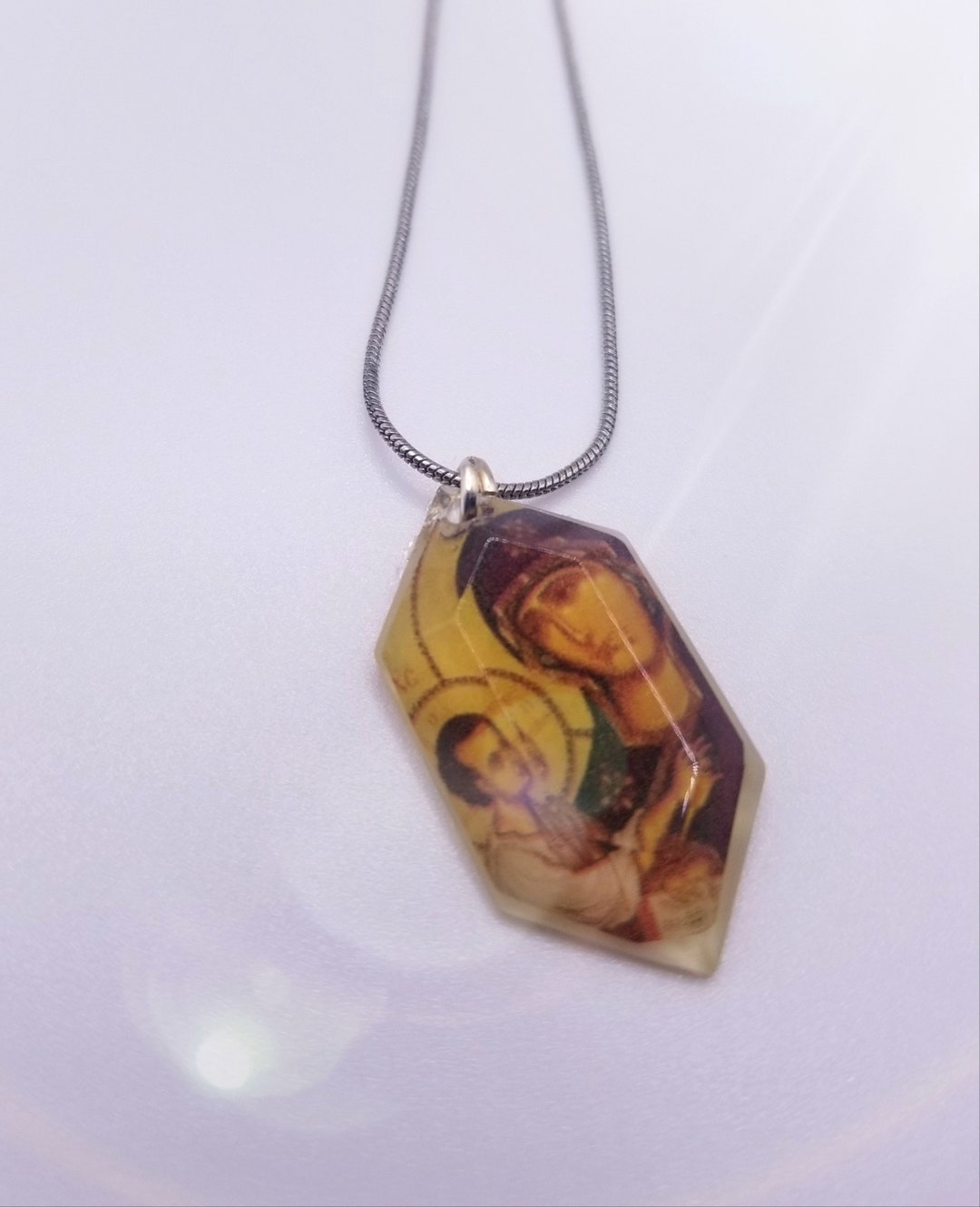 Theotokos and Christ Child Eastern Orthodox Icon Pendant Necklace ...