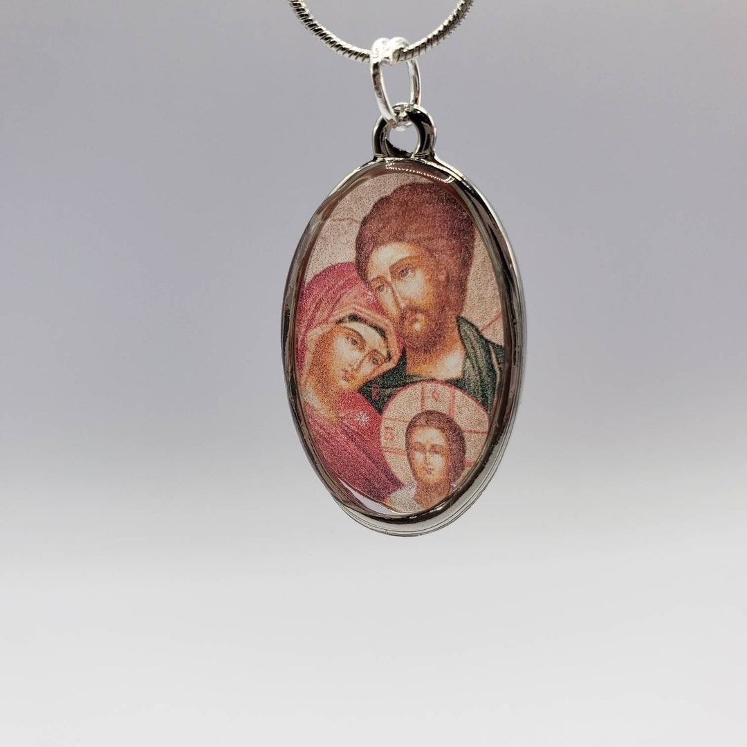 Holy Family Eastern Orthodox Icon Resin Pendant Necklace St. Joseph ...