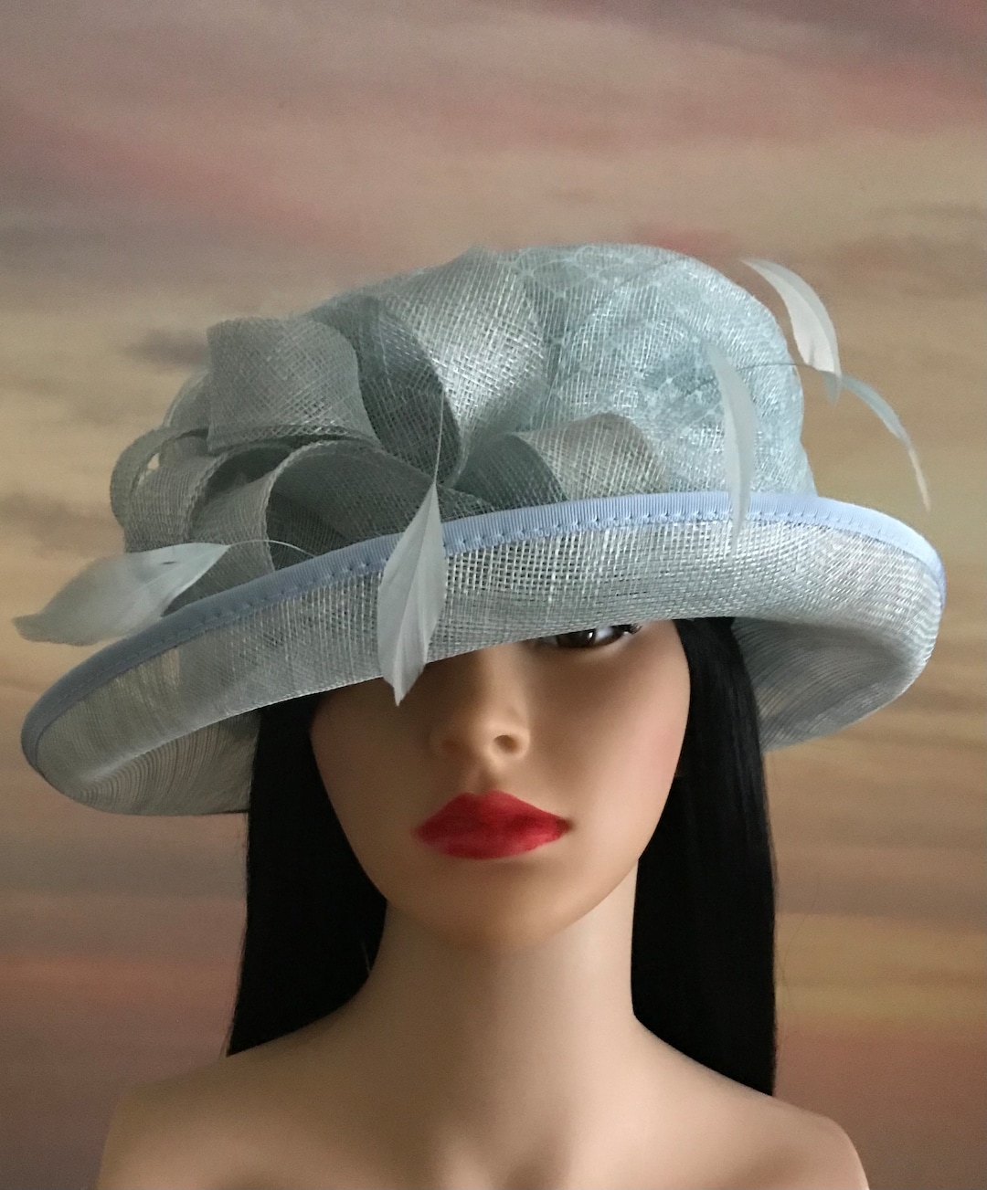 Vintage Pale Powder Blue Occasion Natural Fibre Hat by Hatmosphere ...