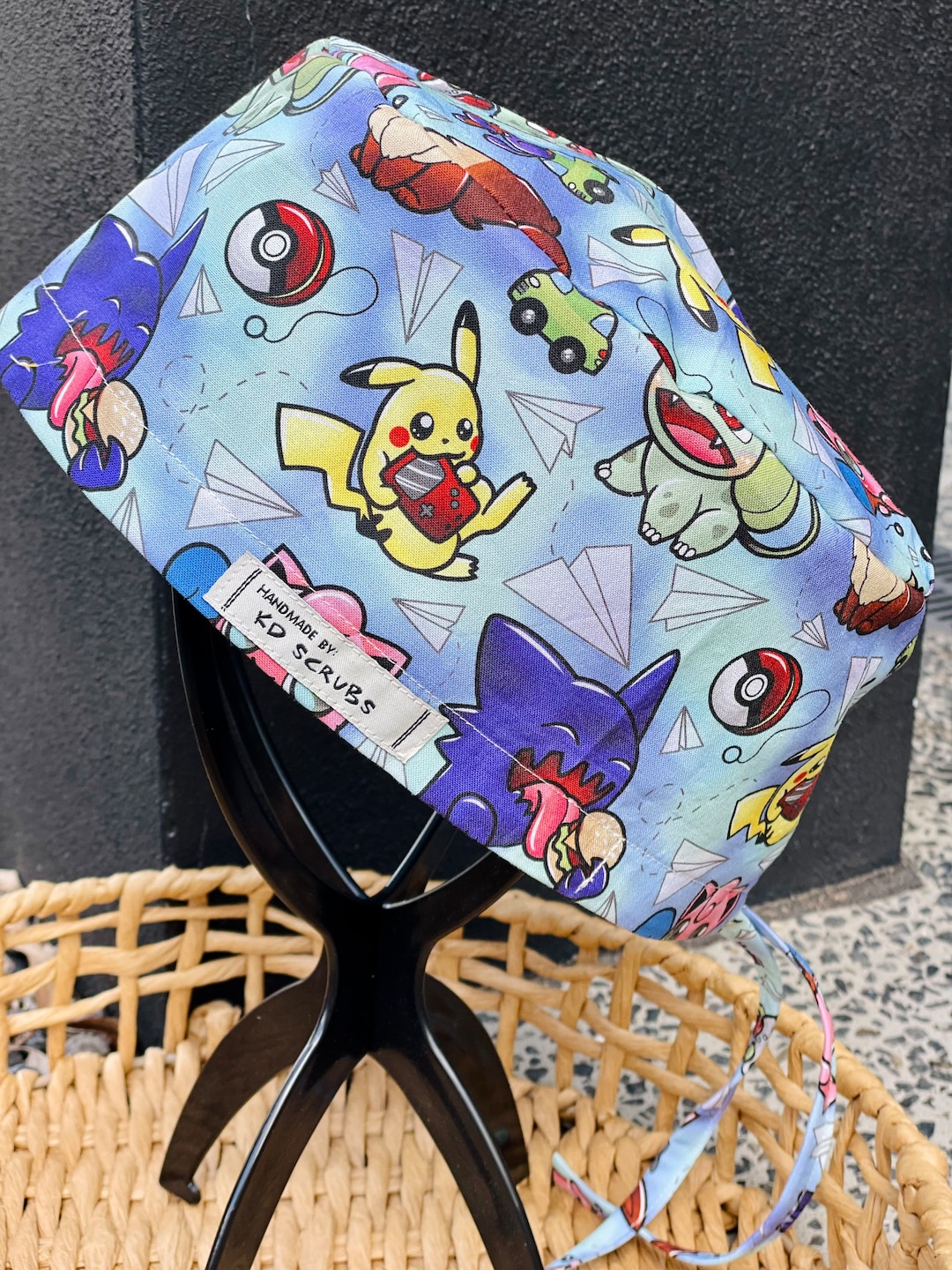 Pokemon Blue Scrub Cap, Scrub Hat, Theatre Cap, Surgical Cap, Cute ...