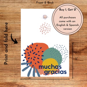Blank Muchas Gracias Thank You Greeting Card Instant Digital Download ...