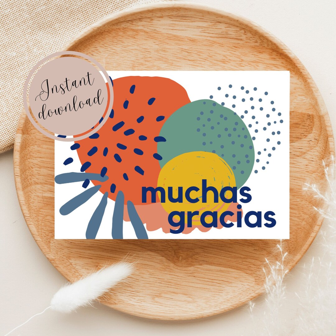 Blank Muchas Gracias Thank You Greeting Card Instant Digital Download ...