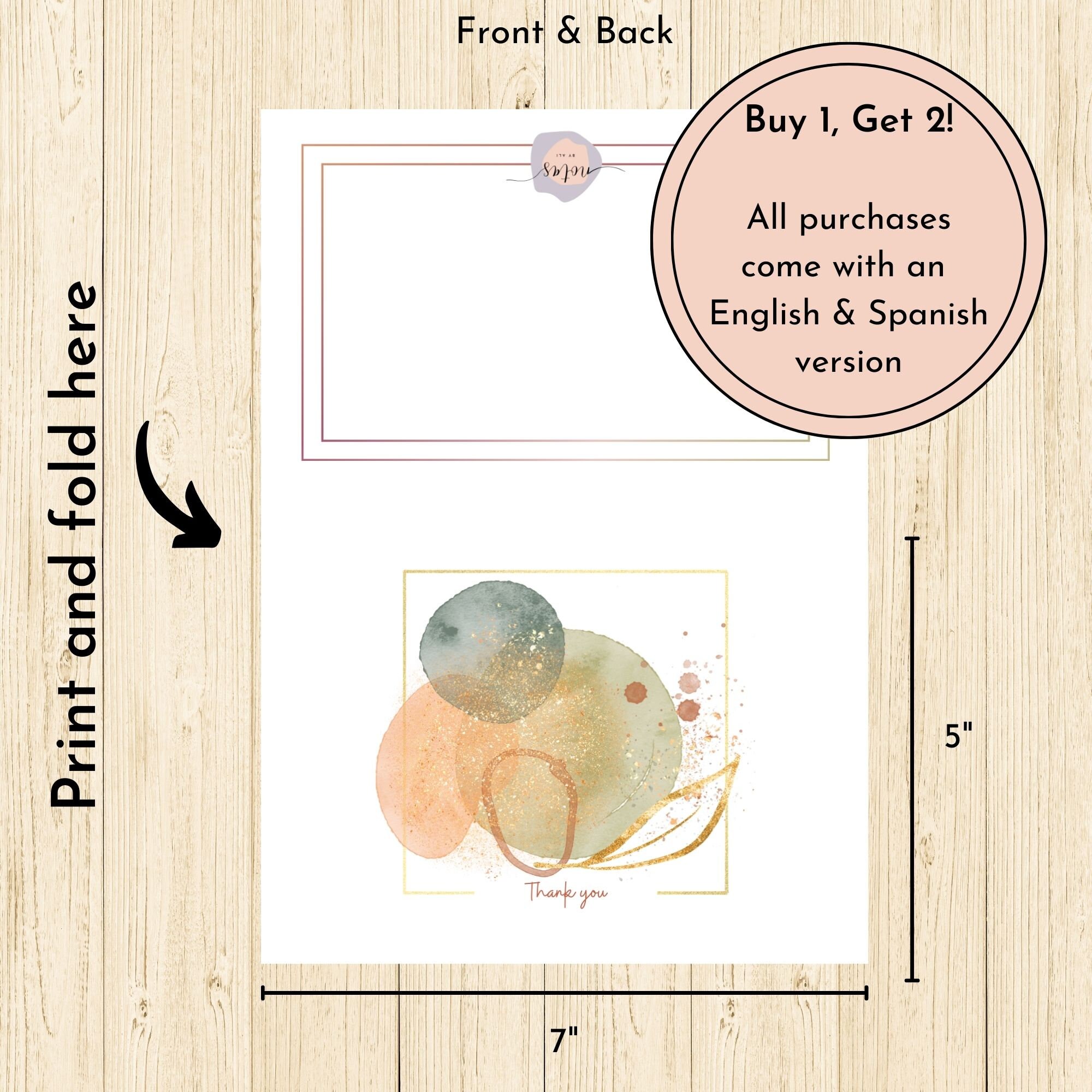 Printable Blank Thank You Card Abstract Modern Tarjeta De - Etsy