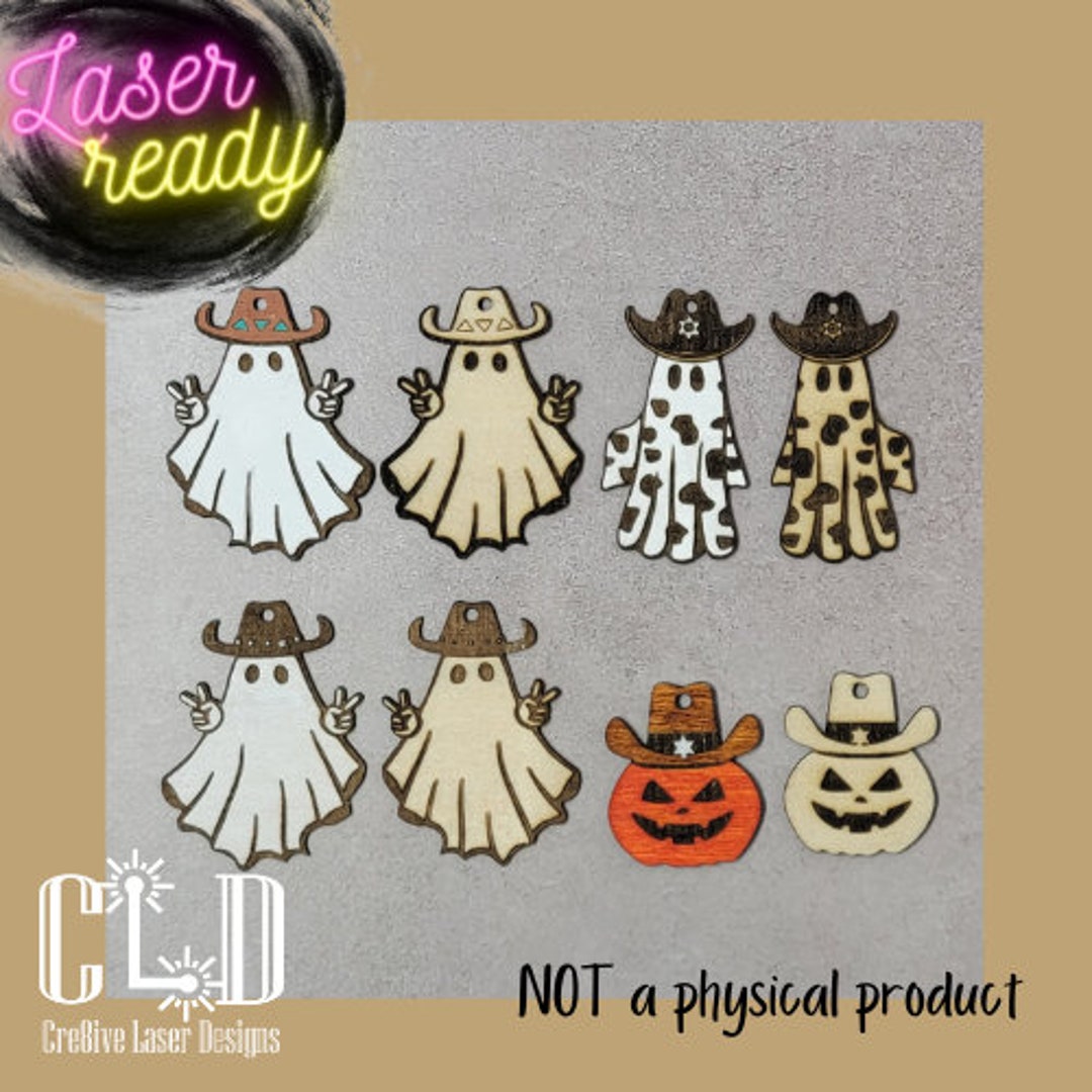 Western Halloween Hanging Earrings Laser Ready File, Glowforge and ...