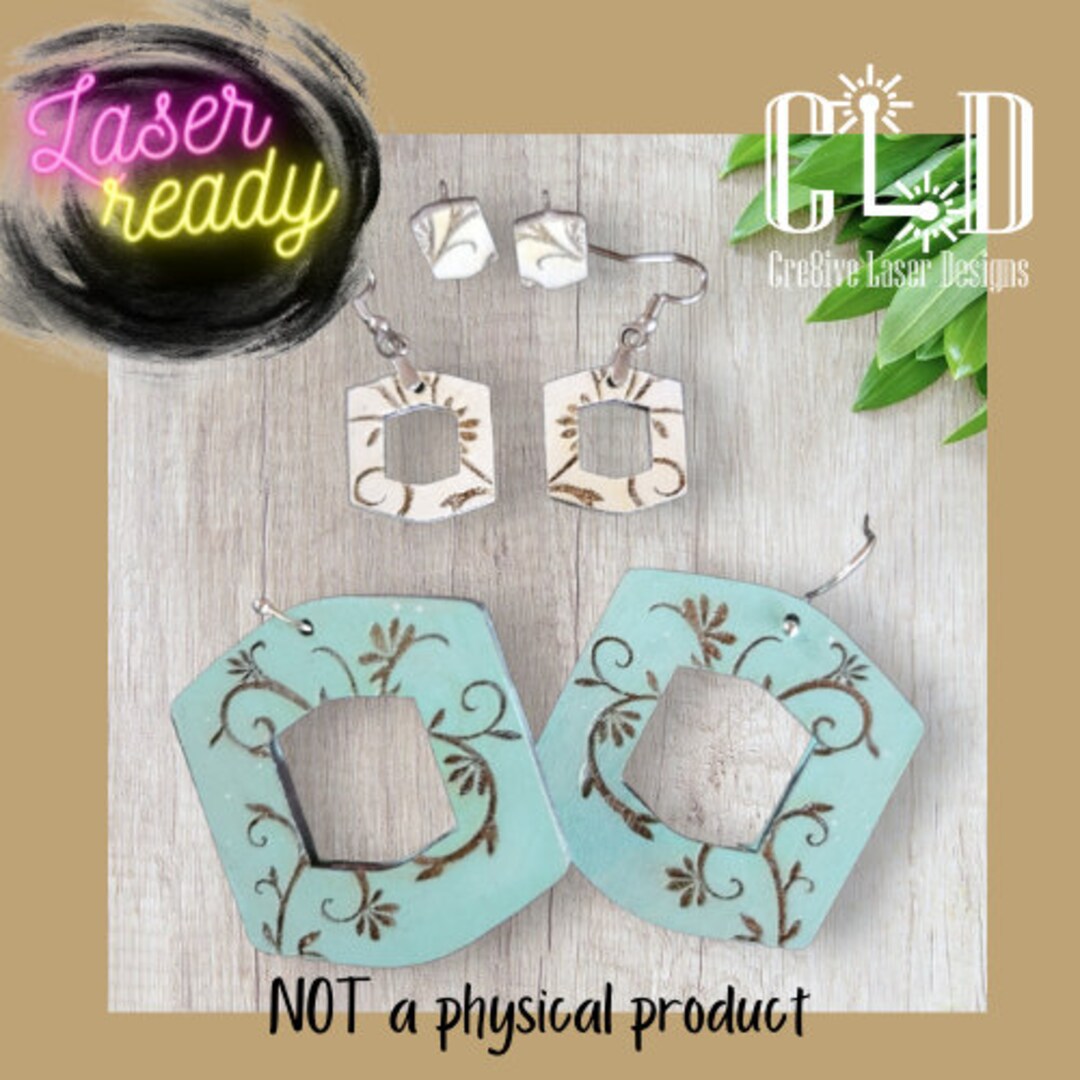 Trendy Boho Nested Floral Hexagon Hanging and Stud Earrings, Laser ...