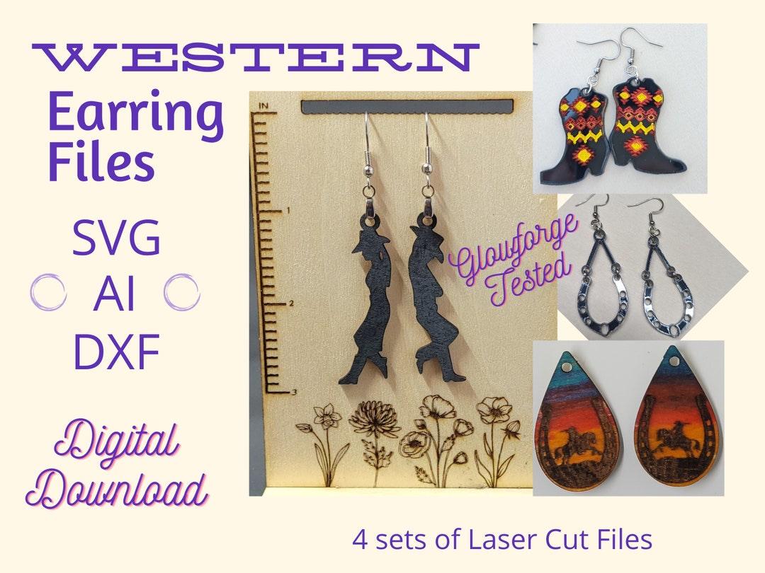 Western Earrings Bundle, File for Glowforge or Laser Cutter,diode Laser ...