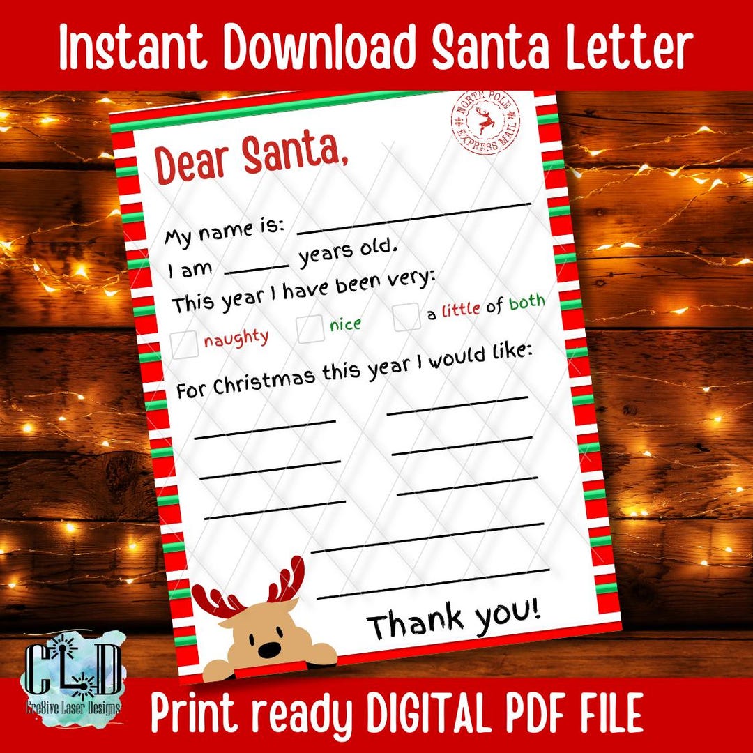 Santa Letter & Christmas List Printable PDF With BONUS Elf Report ...