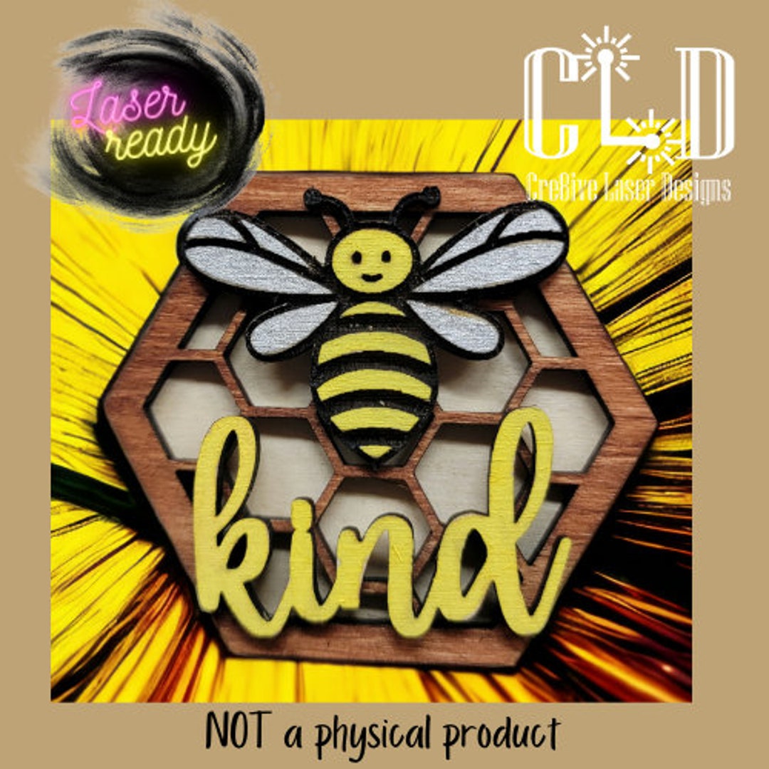 Bee Kind Car Freshie ~ Car Air Freshener ~ 3D Laser Ready File ~ Be ...