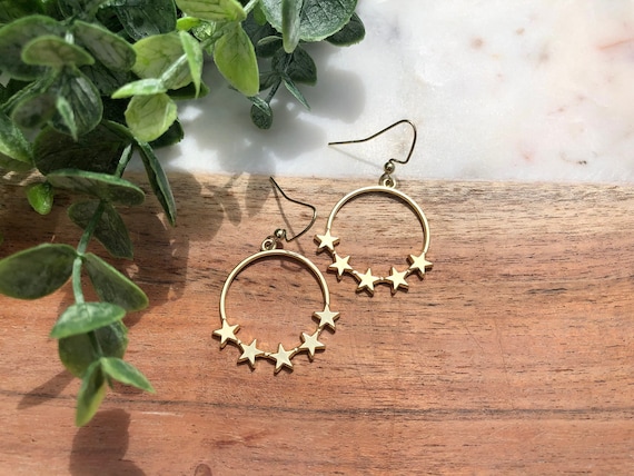 Gold Star Hoops - Etsy