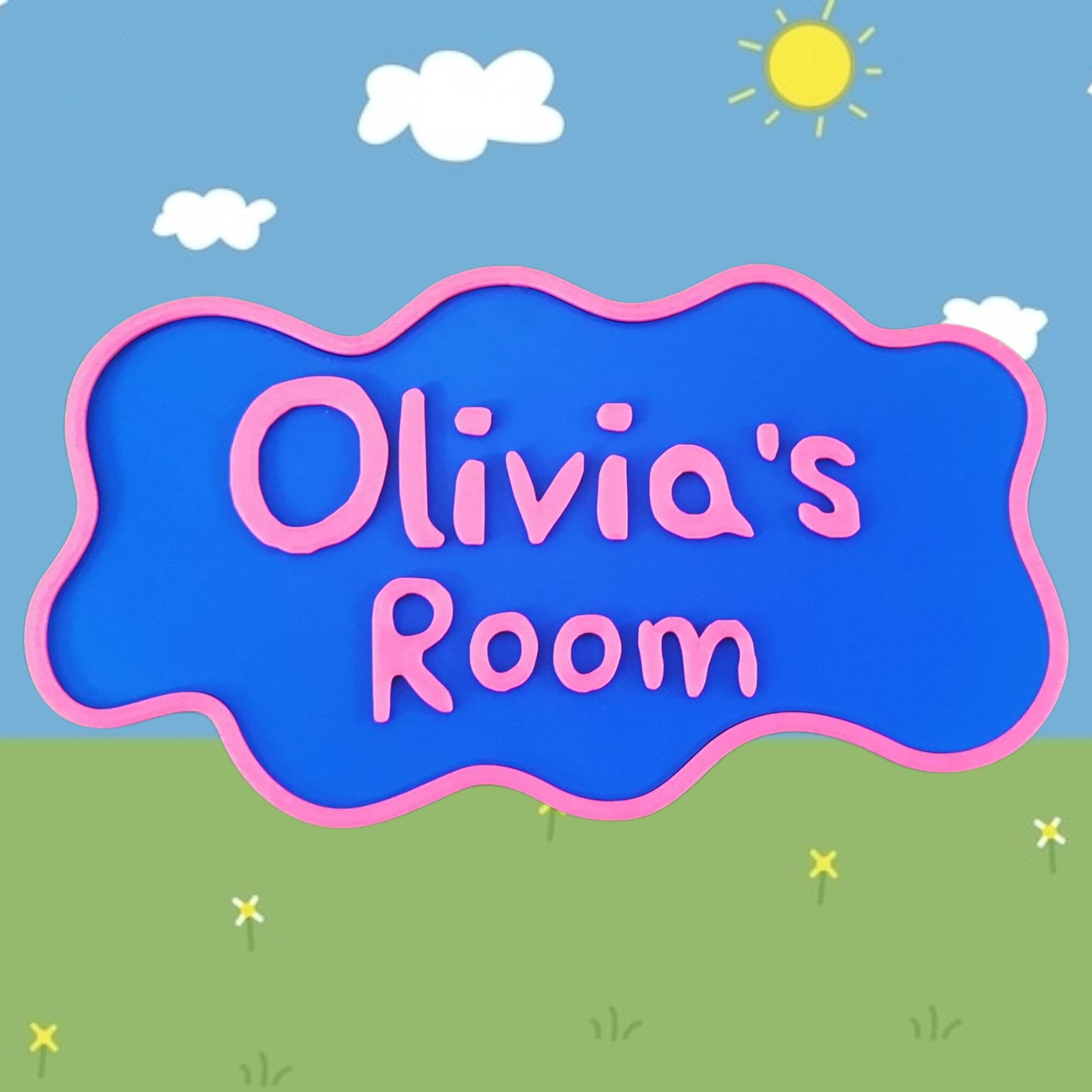 3D Personalised Sign Peppa Pig Style Nameplate Door - Etsy