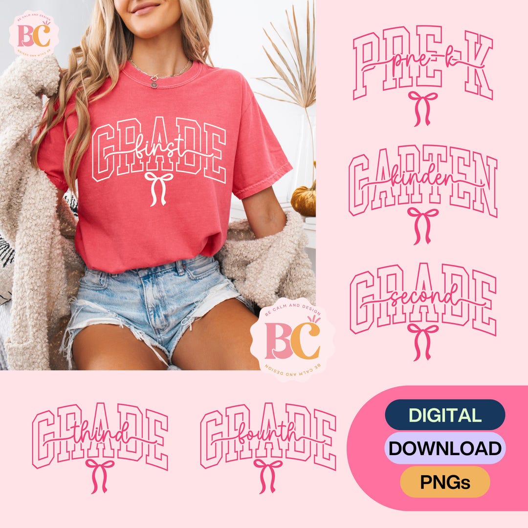 Coquette Back to School PNG Bundle: Teacher & Student Designs (digital ...