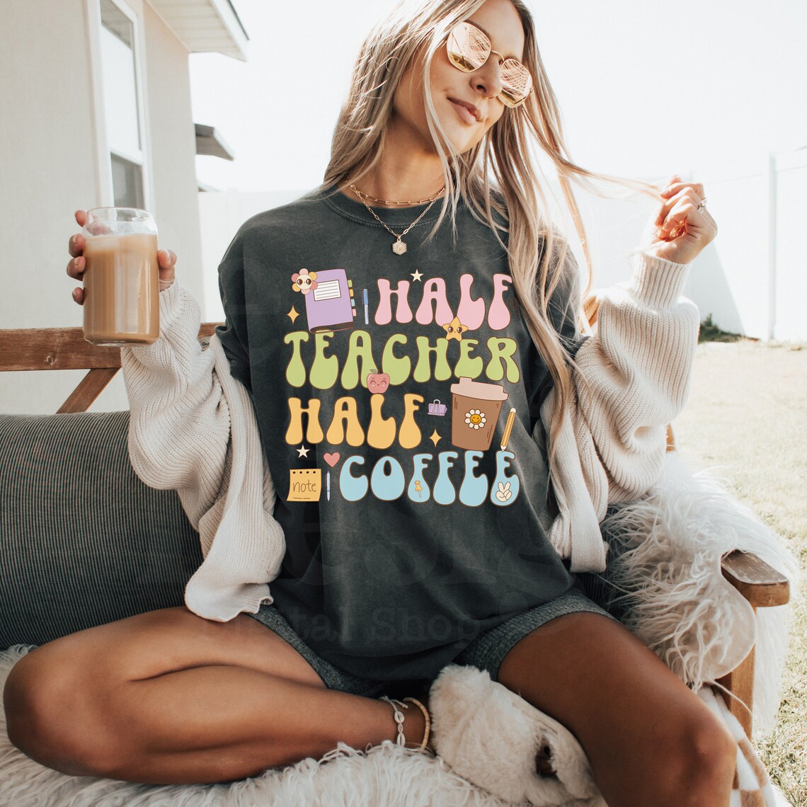 Half Teacher Half Coffee PNG, Teacher Gift, Coffee Teach Repeat, Cute ...