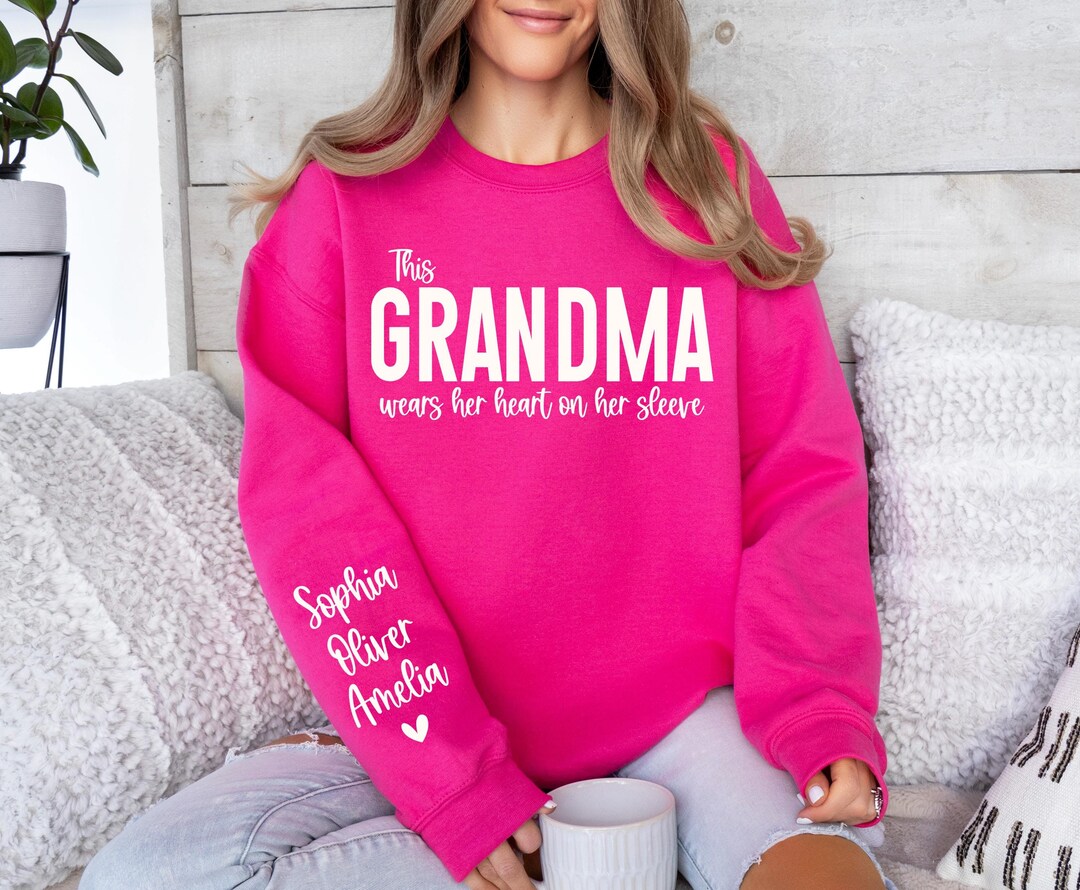 Grandma Heart on Sleeve PNG, Grandkids Names Design (digital Download ...