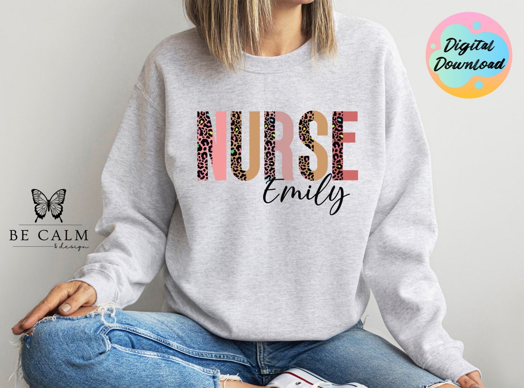 Customized Nurse Name PNG, Half Leopard Nurse PNG, Funny Nurse Shirt ...