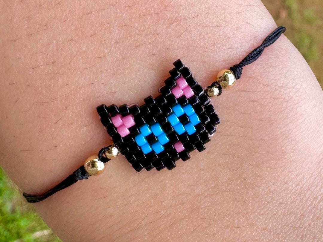 Animals Cat Beaded Miyuki Bracelet, Delicas Miyuki, Bracelet Adjustable ...