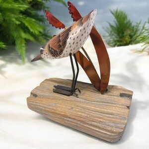 Handcrafted Wooden Sea Bird Decor, Rustic Sandpiper Figurine, Driftwood ...