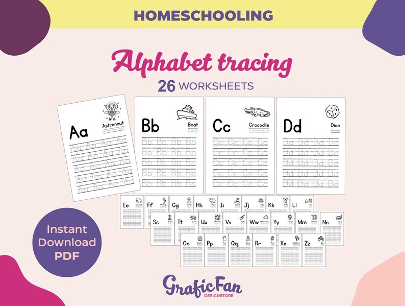 Alphabet Letters Tracing Page / Handwriting Practice / Preschool ...