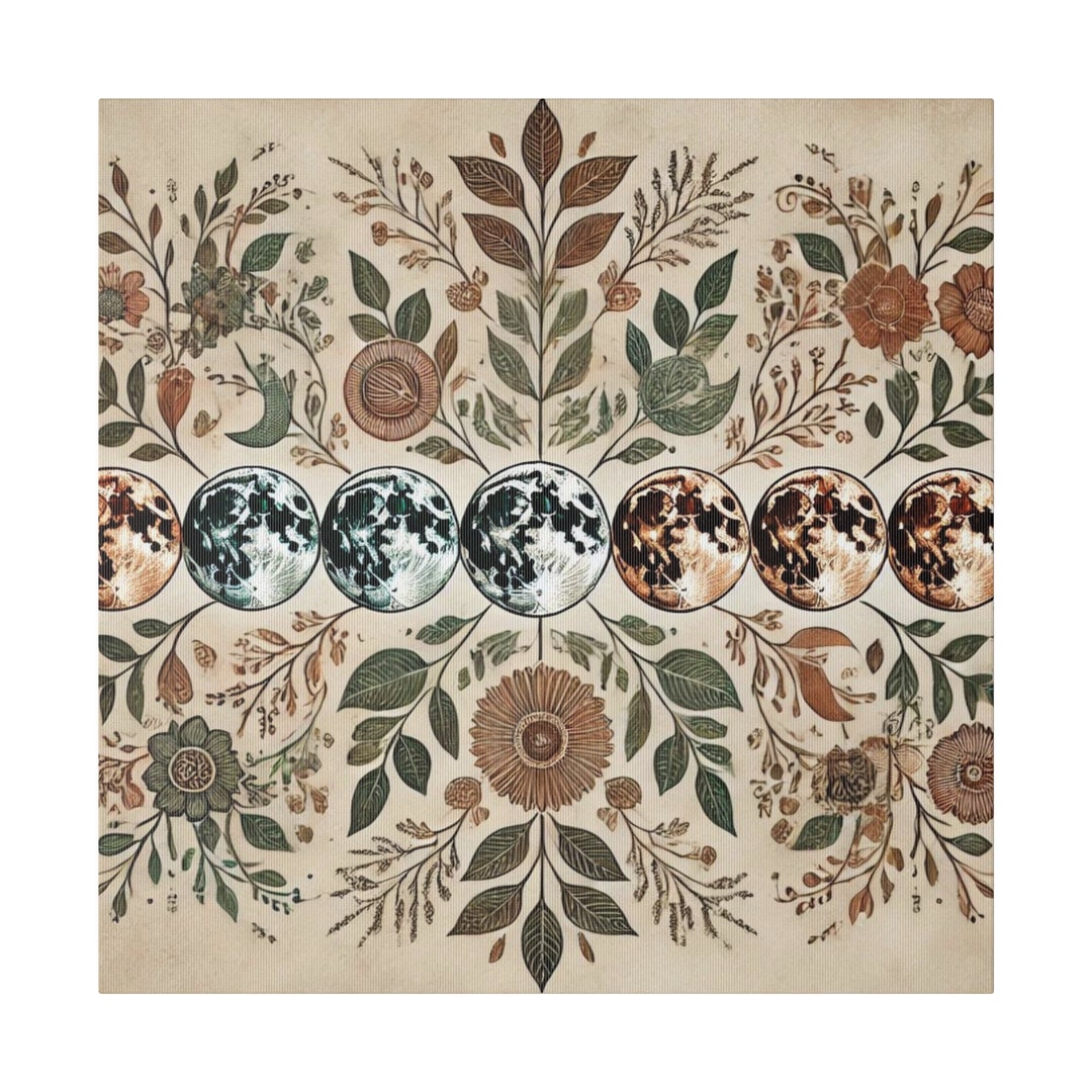 Boho Botanical Moon Phase Wall Art Print of Hand-painted Mystical Decor ...