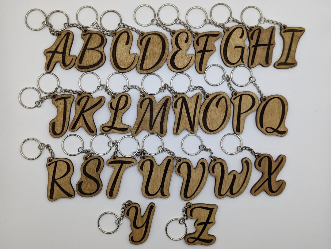 Handmade Alphabet Keychains Laser Cut and Engraved A-Z - Etsy