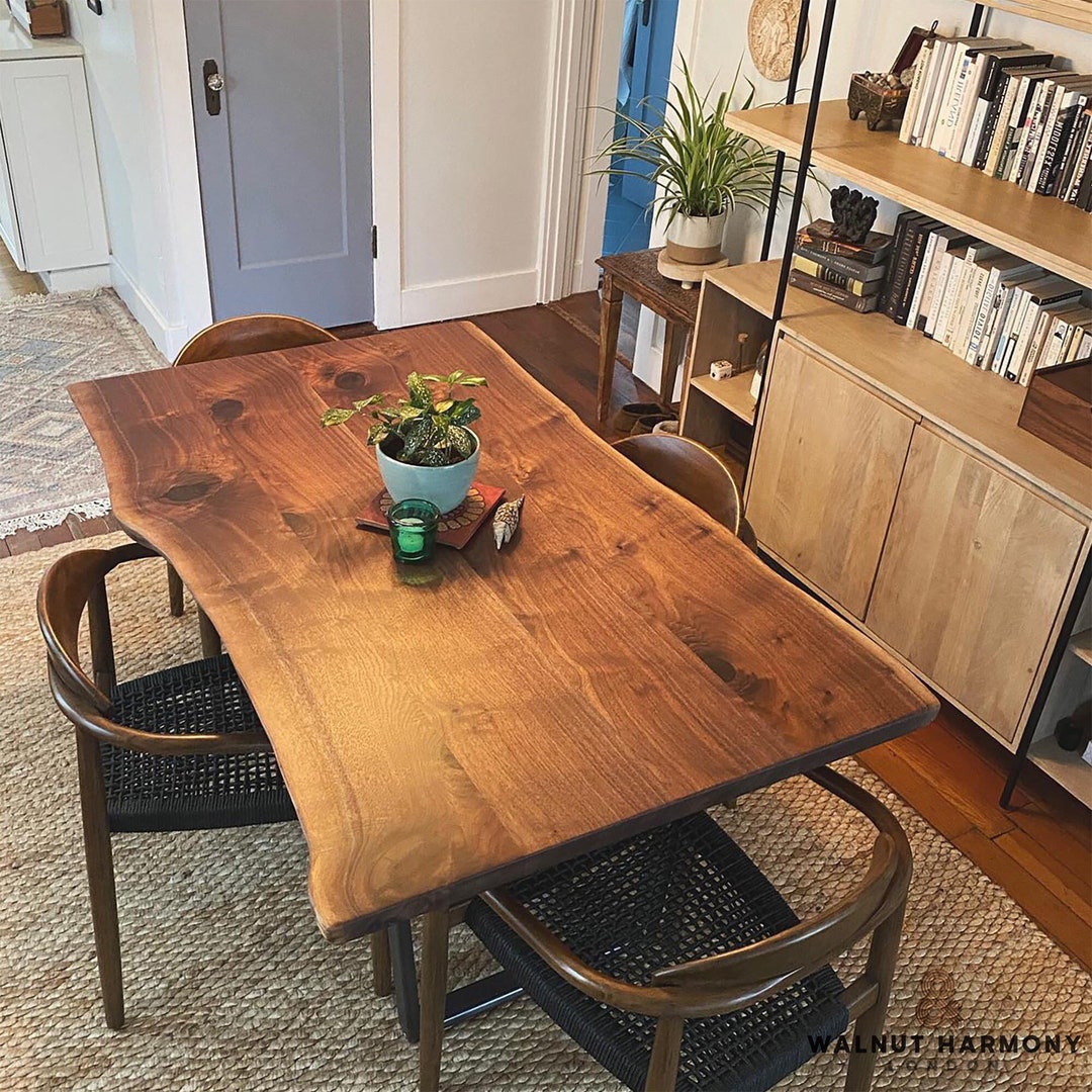 X Frame Legs Walnut Dining Table Solid Wood Large Live Edge - Etsy UK