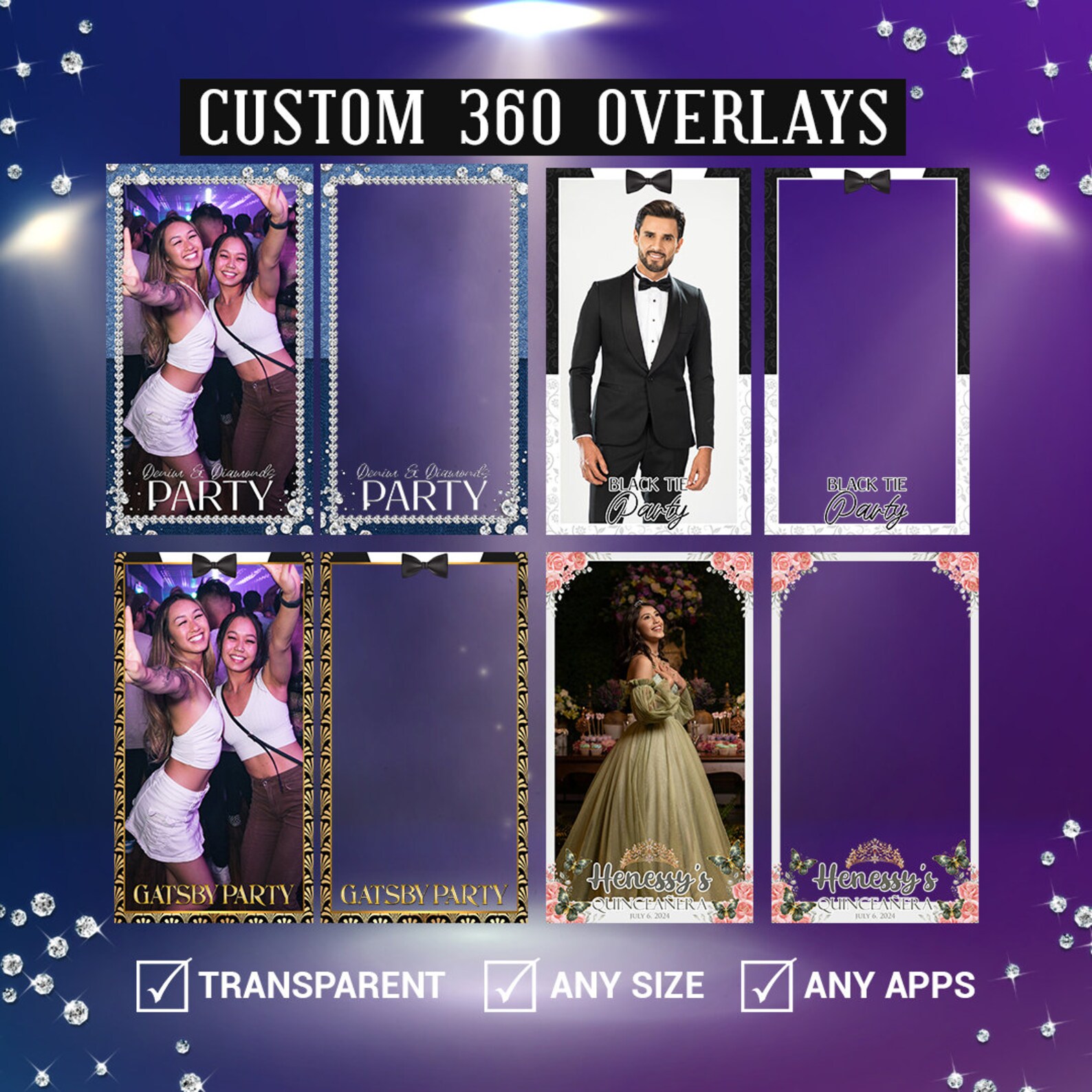 Custom 360 Overlay Photobooth Template for Touchpix, Chacktok, Dzentech ...