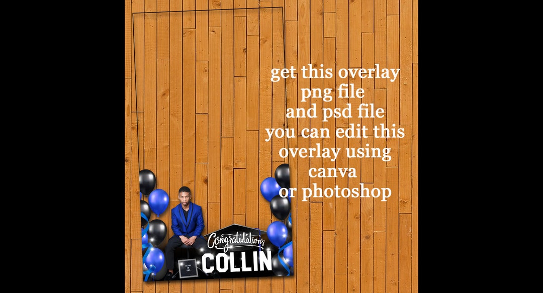 Blue and Black Graduation 360 Overlay 1072x1920 Photobooth Filter ...