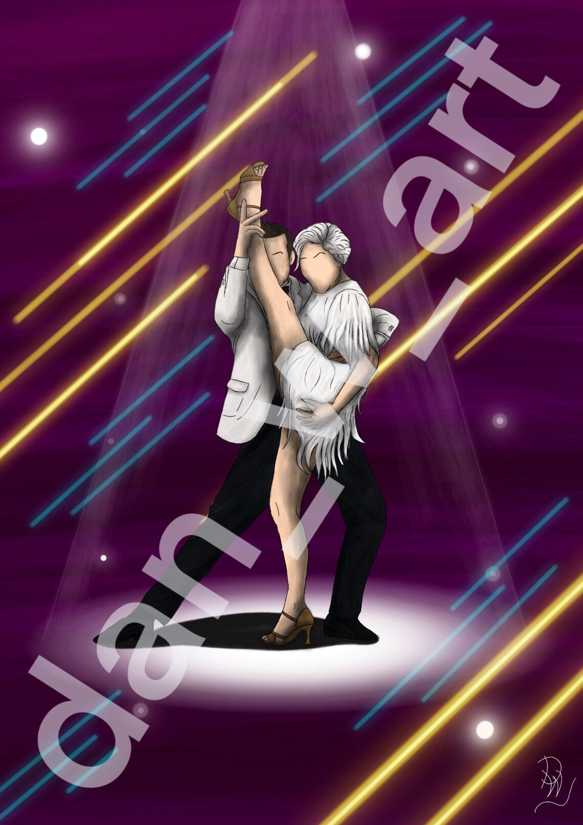 Strictly Artworks: Angela & Kai Cha Cha Cha - Etsy