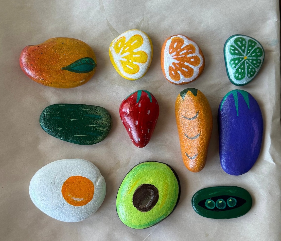Mud Kitchen Food Painted Rocks - Etsy