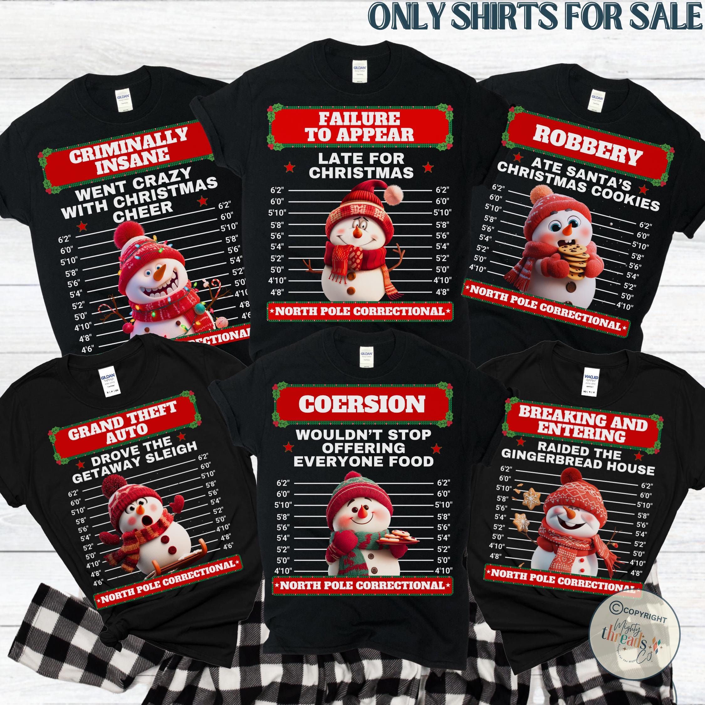 Funny Wanted Snowmen Christmas Pajama Shirts, Matching Holiday Pj's for ...