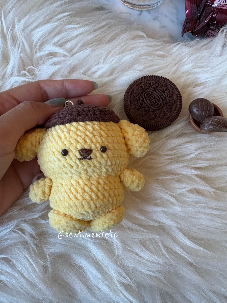 Crochet Pompompurin Plush Keychain – Handmade Squishy Amigurumi Dog ...